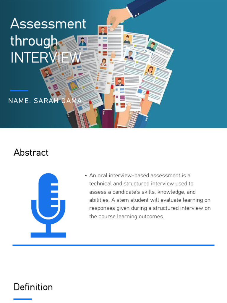 Assessment Through INTERVIEW Sarah Gamal | PDF | Interview | Information