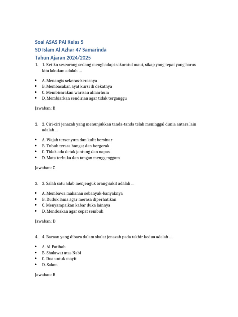 Soal Asas Pai Kelas5 | PDF