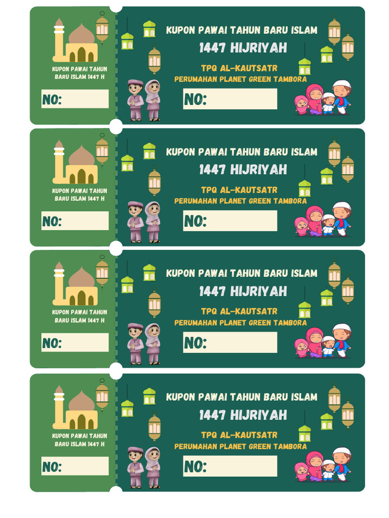 Hijau Dan Coklat Ilustrasi Pengambilan Zakat Fitrah Kupon | PDF