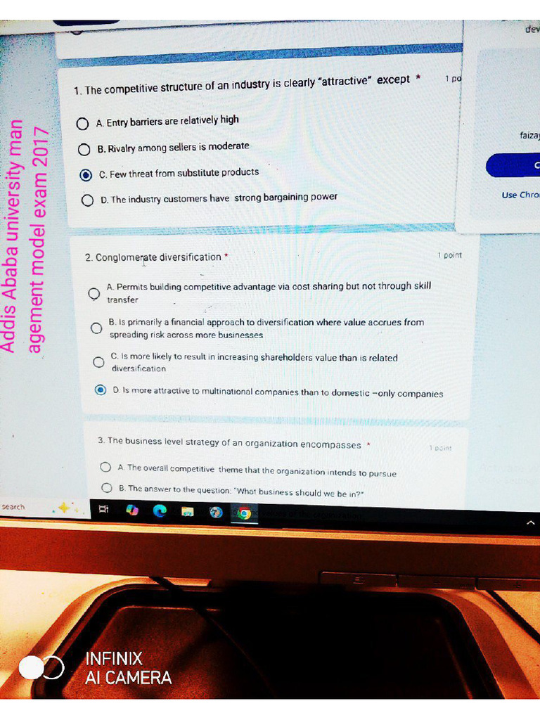 Addis Ababa University Management Model Exam 2017 - Compress | PDF