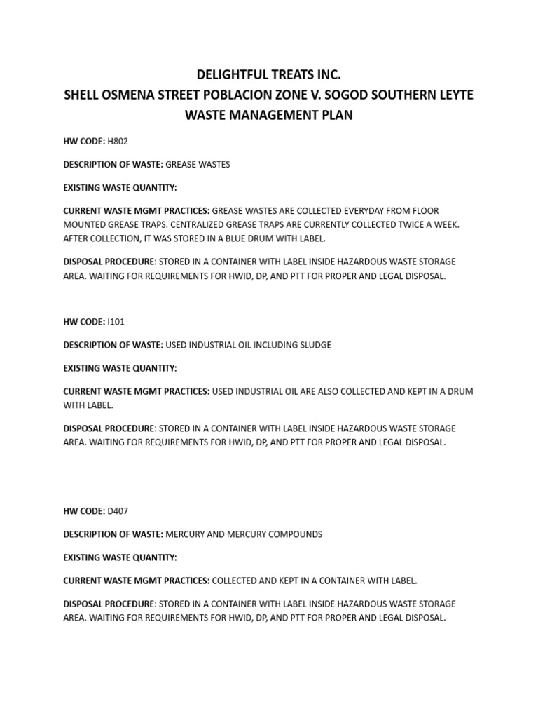 New Waste MGMT Plan | PDF | Waste | Hazardous Waste