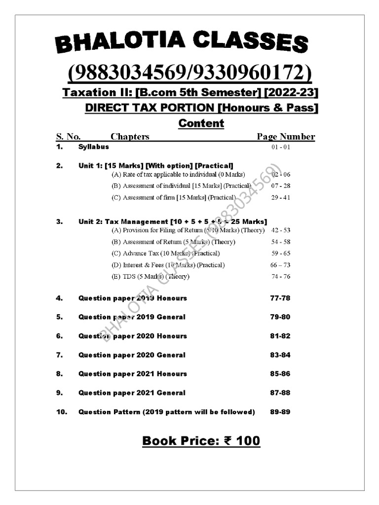 5sem Direct Tax Portion (Bhalotia) | PDF