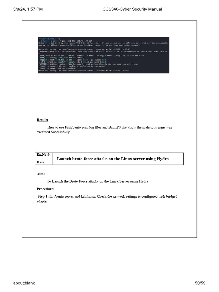CCS340 Cyber Security UNIT EX5 | PDF | Secure Shell | Computer Network