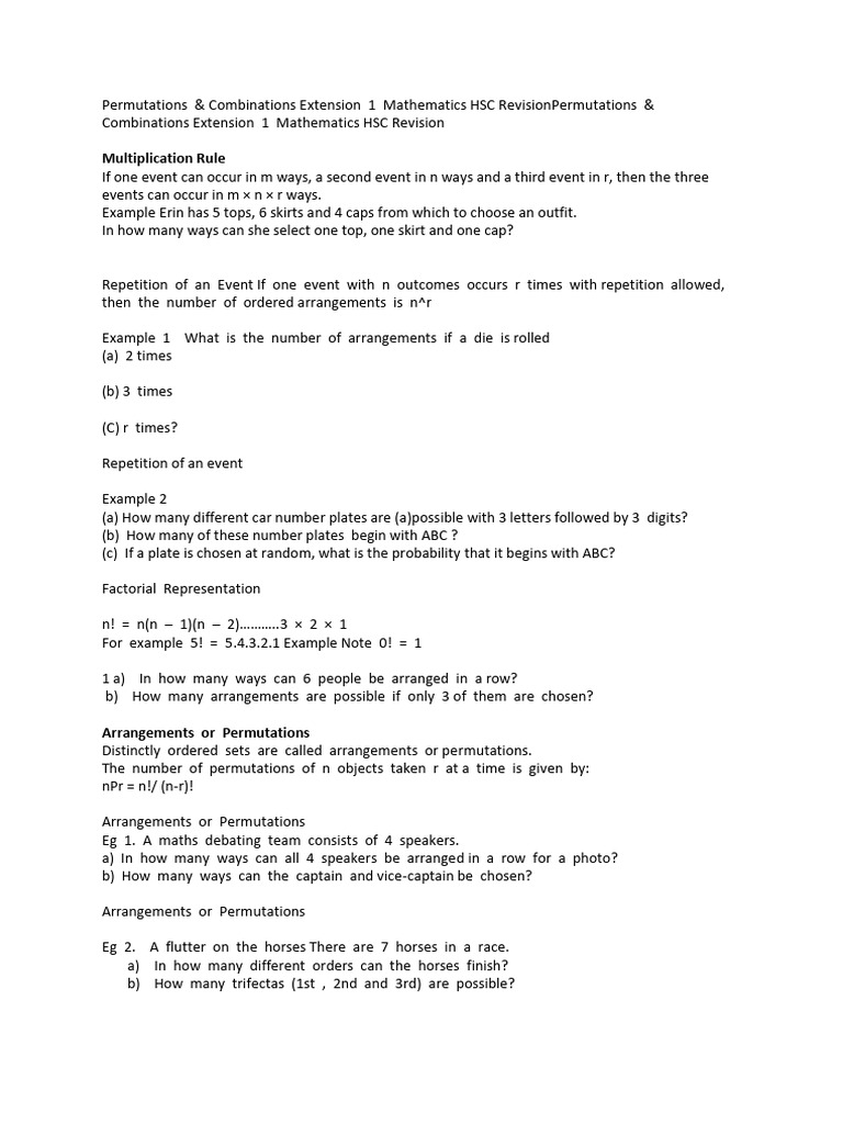 Permutation For Student | PDF | Permutation | Combinatorics
