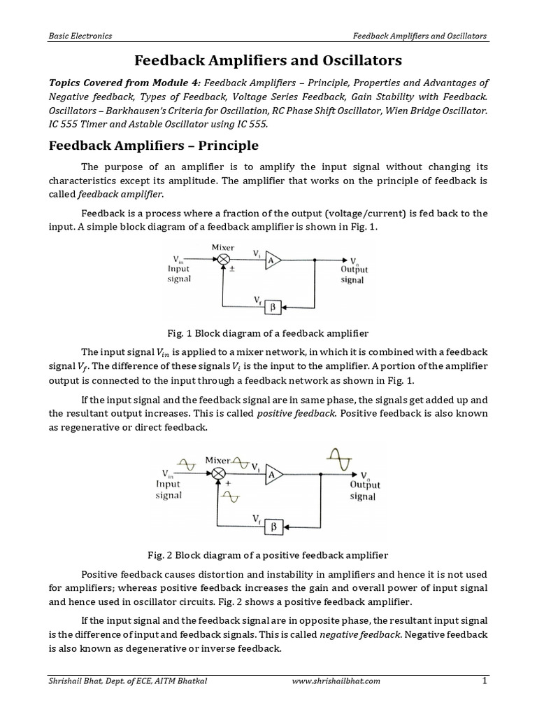 Basic Electronics Feedback Amplifiers and Oscillators Module 4 | PDF | Electronic Oscillator ...