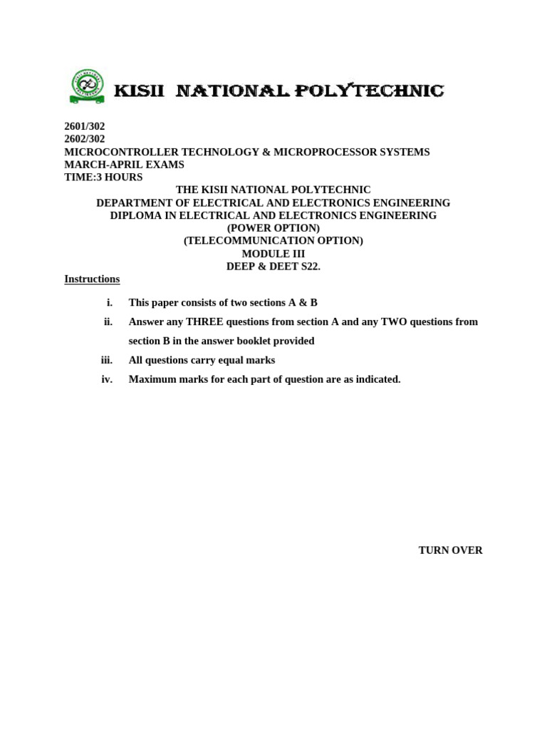 Micro Exam | PDF | Microcontroller | Input/Output