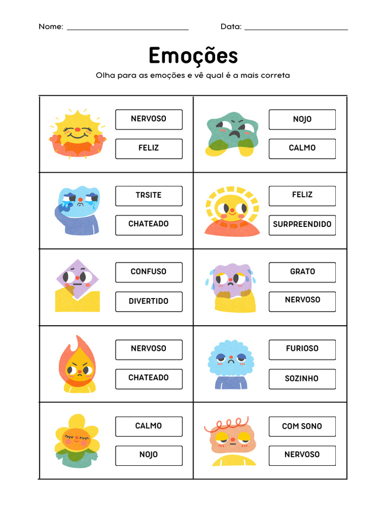 Lista de Emoções Comuns e Sentimentos | PDF