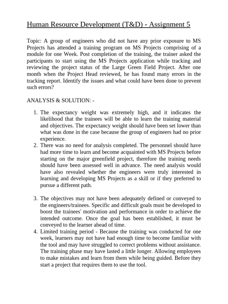 Green Field Project-HRD Assignment 5-20202240 | PDF | Learning | Goal