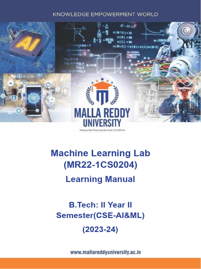 r22 ML Lab Manual Final | PDF | Eigenvalues And Eigenvectors | Mean Squared Error