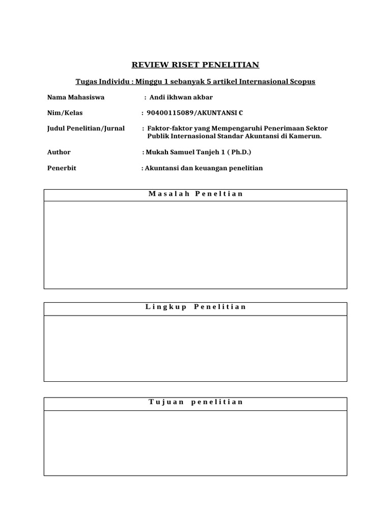 Form Review Riset Penelitian 1 | PDF