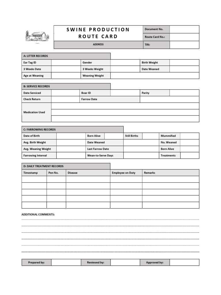 Swine Producton Route Card | PDF
