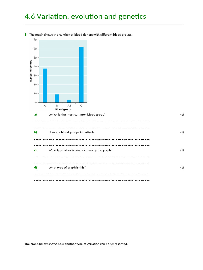 4.6 Variation, Evolution and Genetics Exercise | PDF | Evolution | Genetics