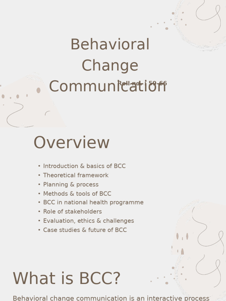 Behavioral Change Communication 20250518 183110 0000 | PDF | Communication | Behavior