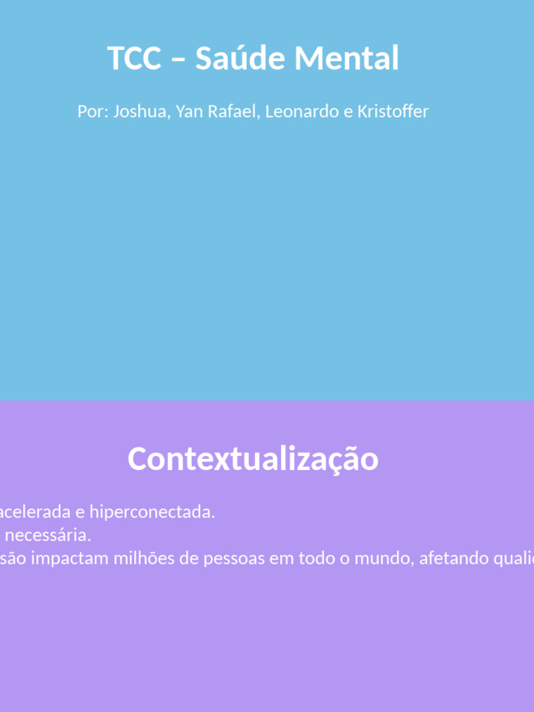 Apresentacao TCC Saude Mental Colorida | PDF