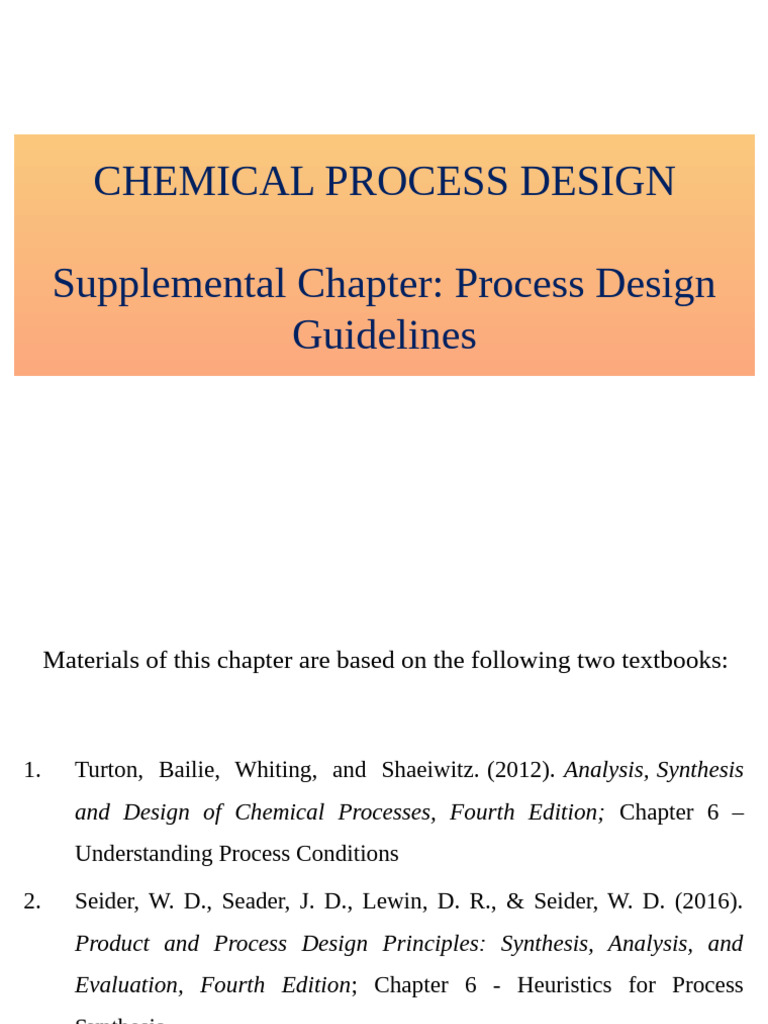 Supplemental Chapter Process Design Guidelines | PDF | Chemical ...