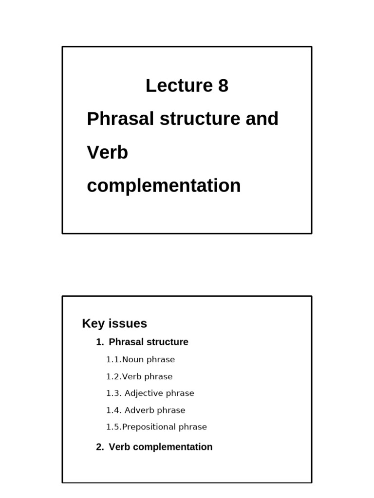 Lecture 8 - Syntax 2 - Phrases 2021 | PDF | Verb | Adverb
