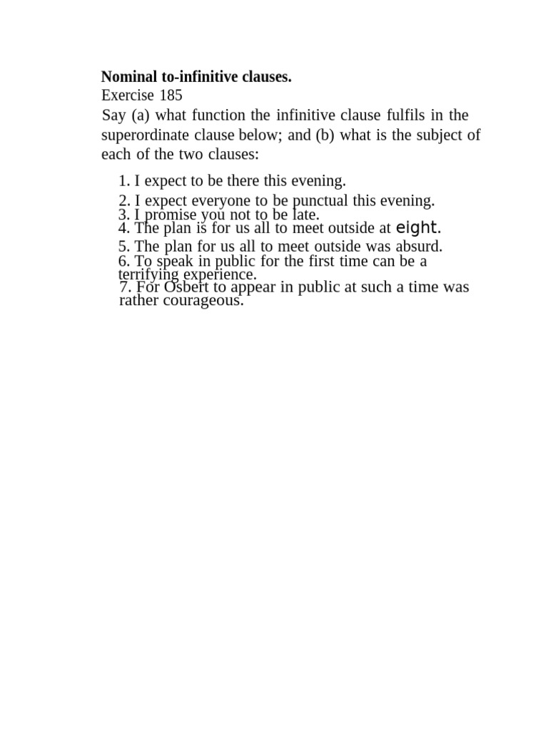 Nominal To Infinitive Clause | PDF