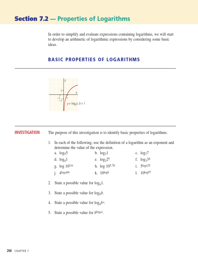 Basic Properties of Logarithms Explained | PDF