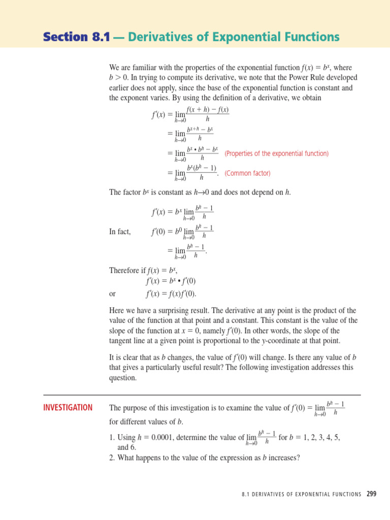 Derivatives of Exponential Functions | PDF | Derivative | Exponential ...