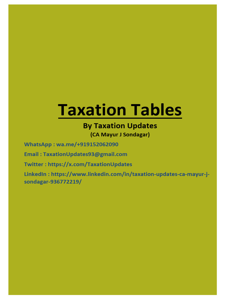 Taxation Tables 1 | PDF | Taxes | Payments