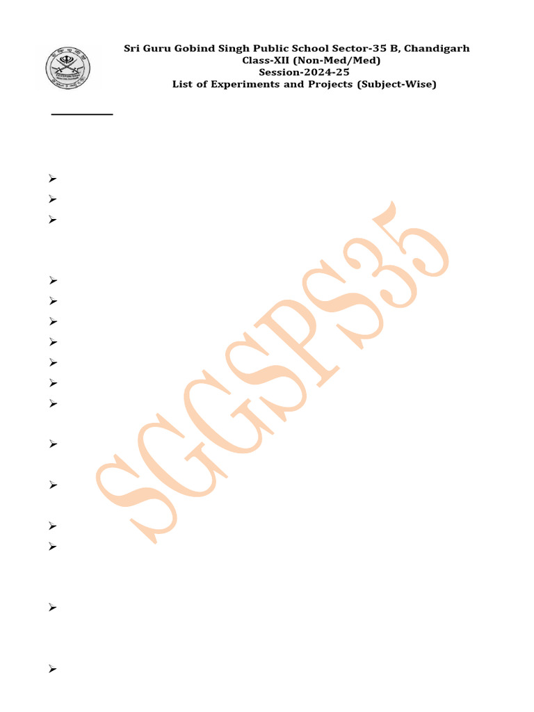 XII Practicals and Projects List ( 2024-25)(1) | PDF | Inductor | Electrical Network