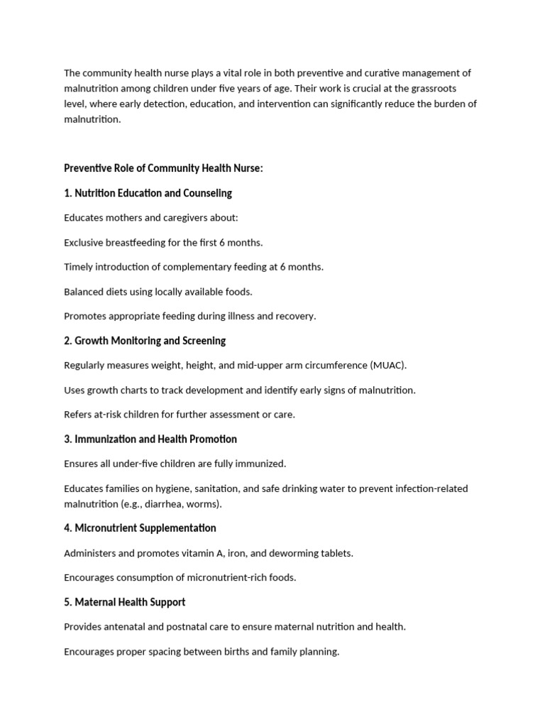 Community Health Nursing and Malnutrition | PDF | Malnutrition | Diarrhea