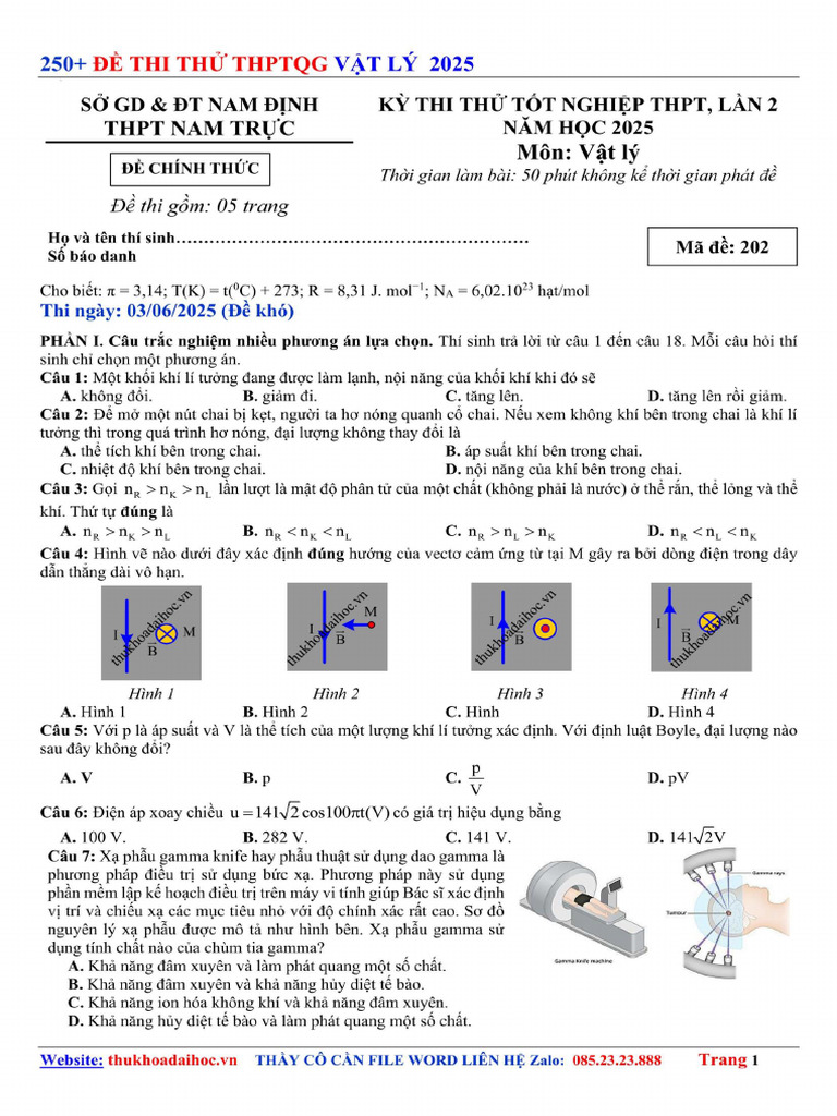 Nam Truc Nam Dinh 2025 Lan 2 (K) | PDF