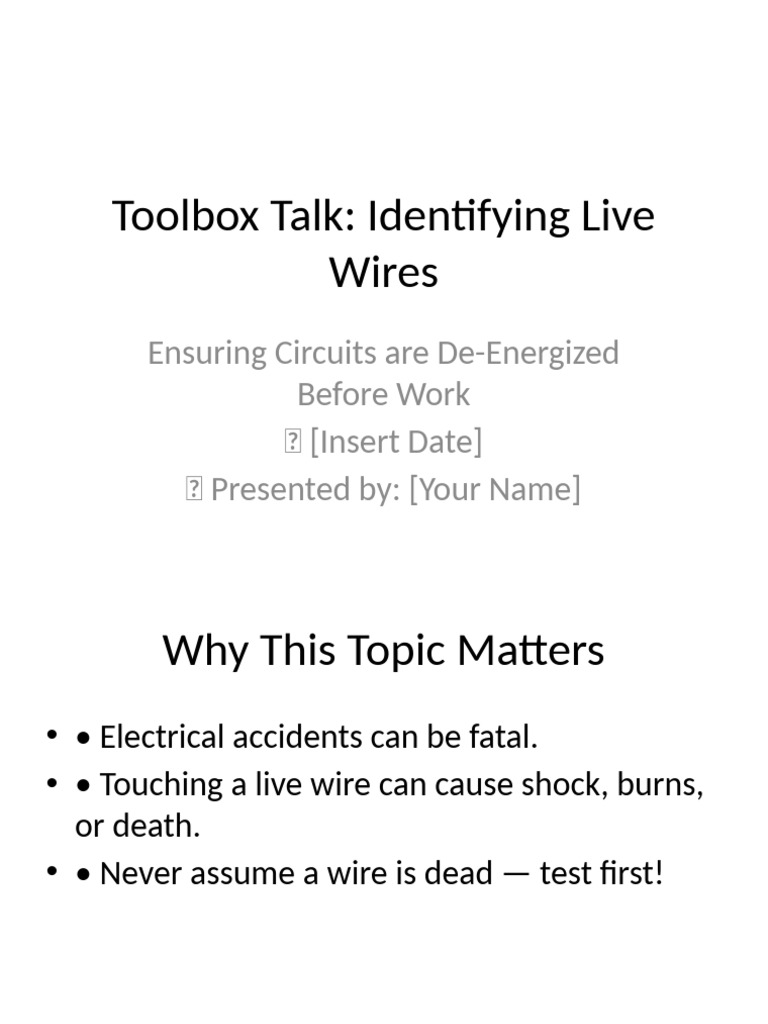 Toolbox Talk Identifying Live Wires | PDF