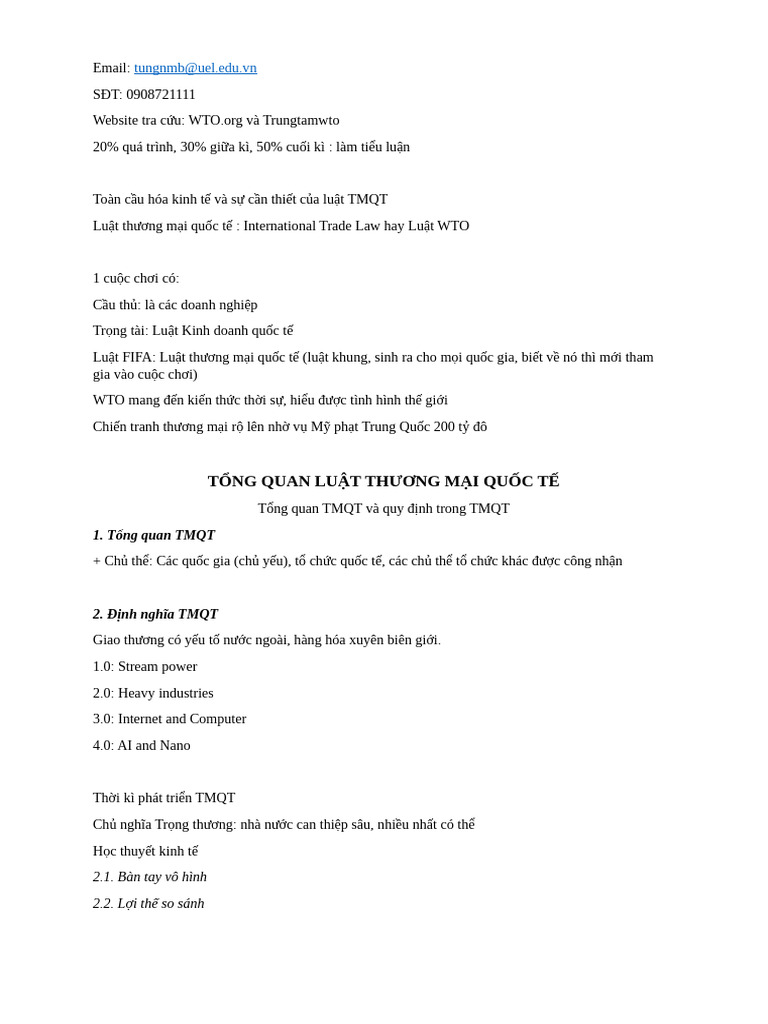 Luật TMQT - Ghi Chép | PDF