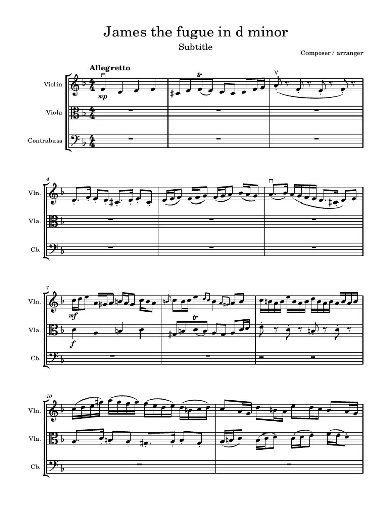 James The Fugue in D Minor | PDF | Musical Compositions | Musical ...