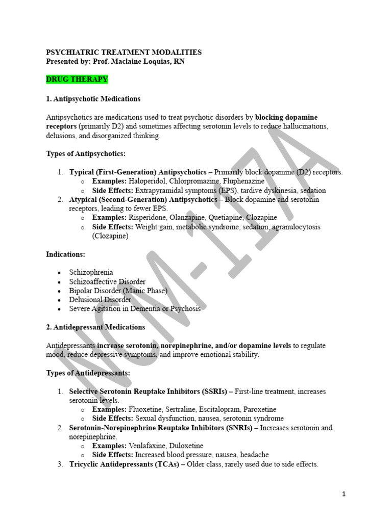 Psychiatric Treatment Modalities | PDF | Electroconvulsive Therapy ...