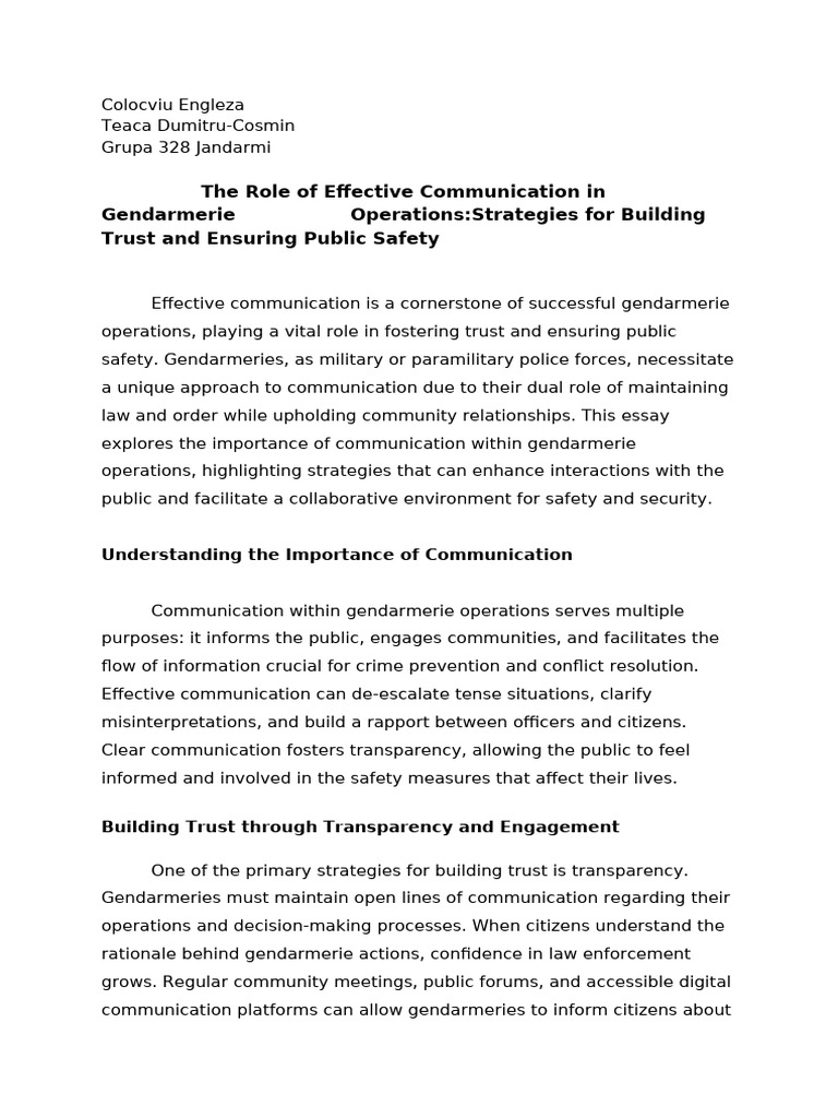 The Role of Effective Communication in Gendarmerie Operations | PDF ...