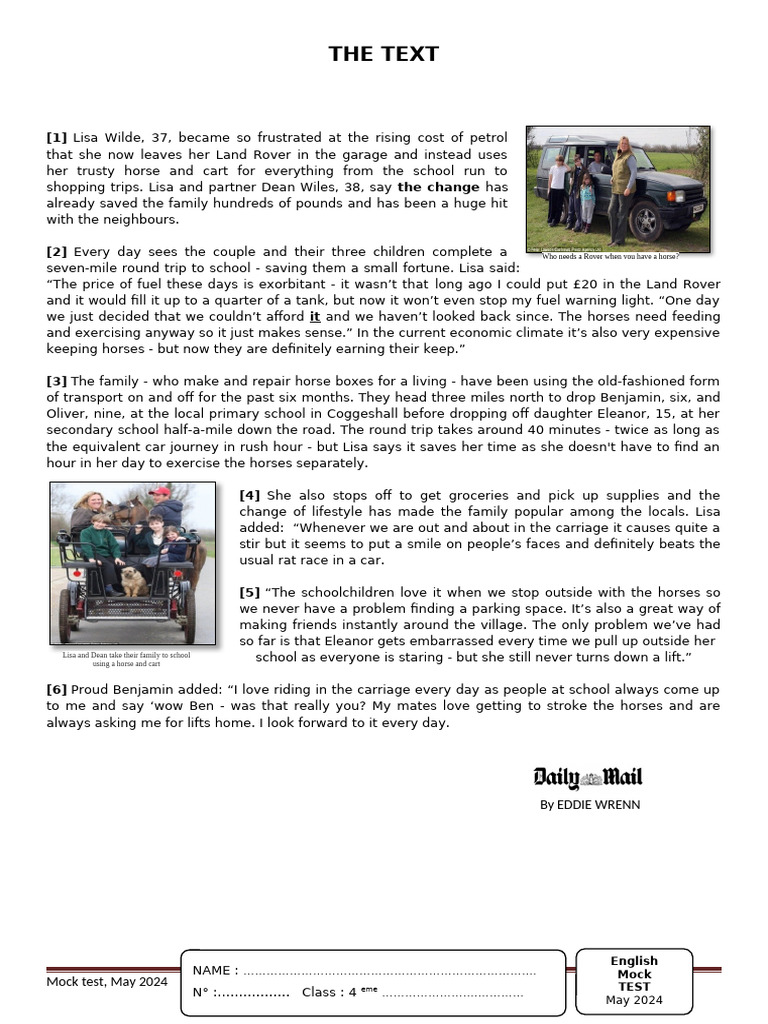 Devoir Bac Blanc May 2024 | PDF | Car | Asthma