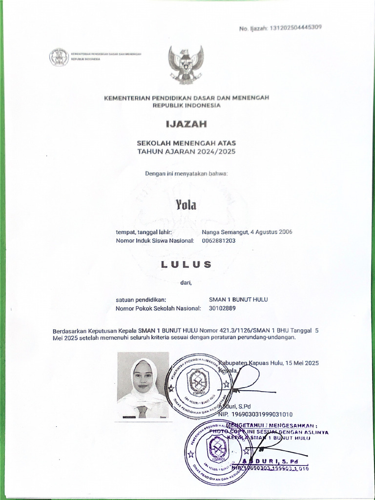 Legalisir Ijazah Yola | PDF