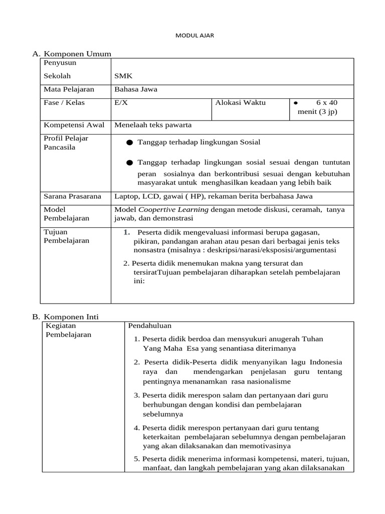 Ma Bahasa Jawa - Teks Pawarta | PDF