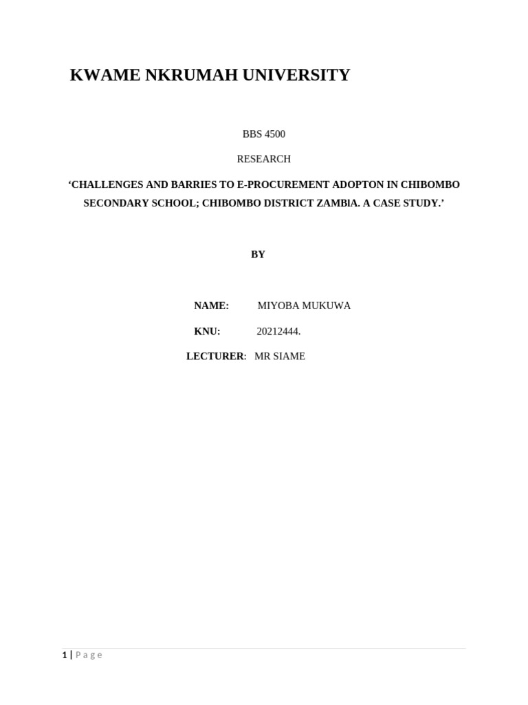 Research Proposal Chapter One - 125849 | PDF | Procurement | Change ...