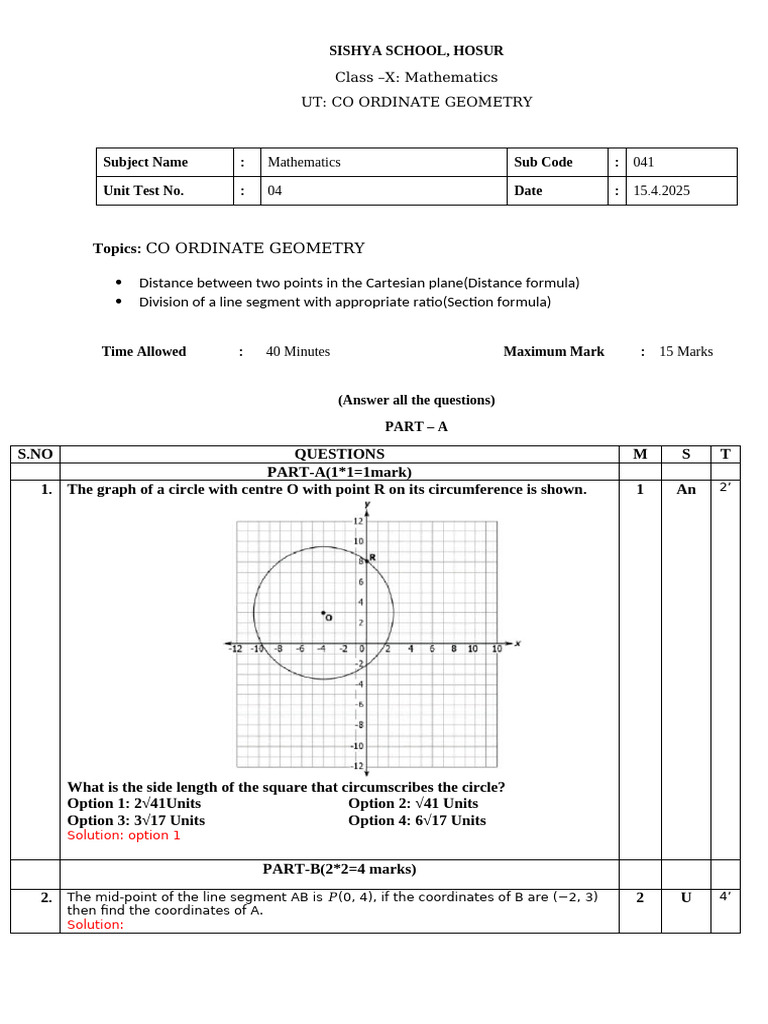Kindlyrefertheco-Ordinategeometryqpwithscoringkey 26743 | PDF ...