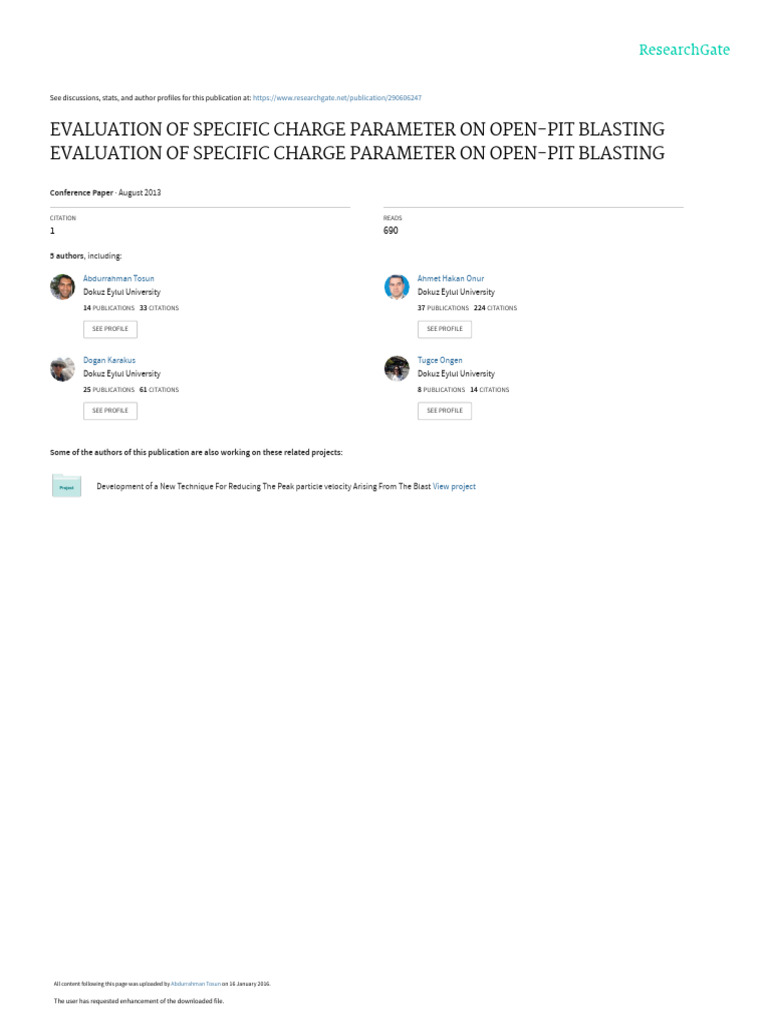 Evaluation of Specific Charge Parameter On Open-Pit Blasting | PDF | Pressure | Pump