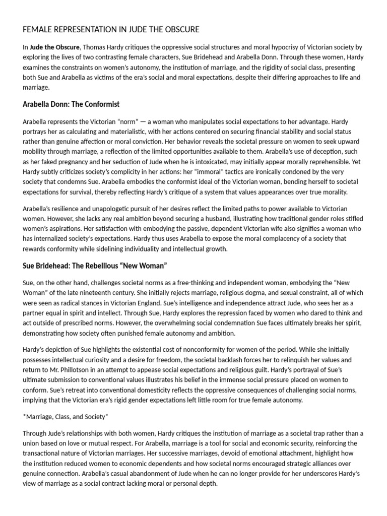 Female Autonomy in Jude the Obscure | PDF | Social Psychology