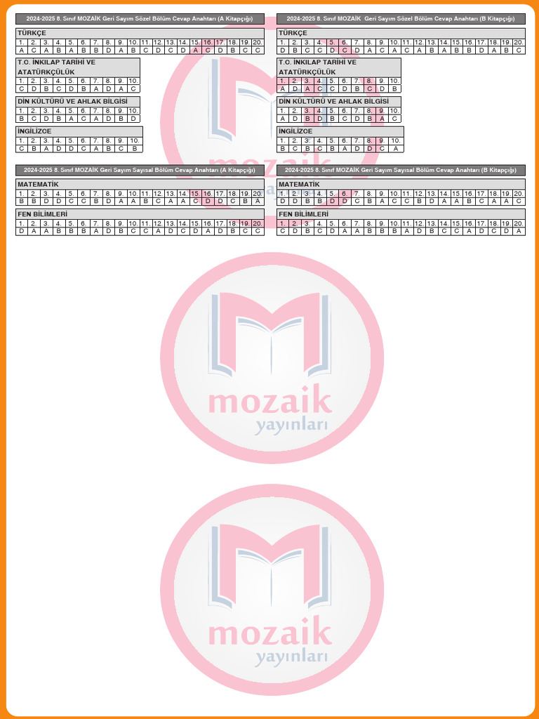 8.Sınıf Mozaik CA-1 | PDF