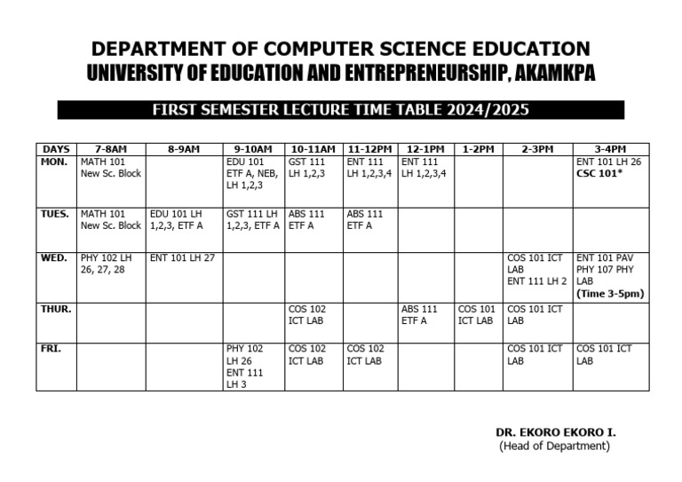 Computer Science 2024/2025 Timetable | PDF