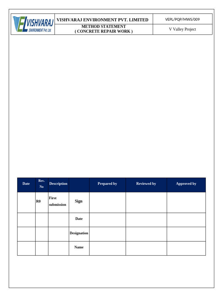 Method Statements For Concrete Repair | PDF | Concrete | Mortar (Masonry)