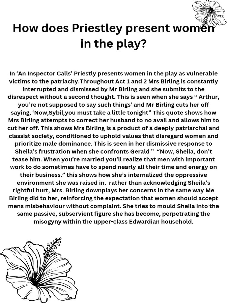 Mrs. Birling: A Victim of Patriarchy | PDF