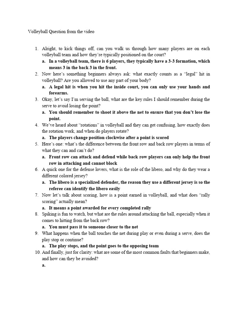 Volleyball Question From The Video | PDF
