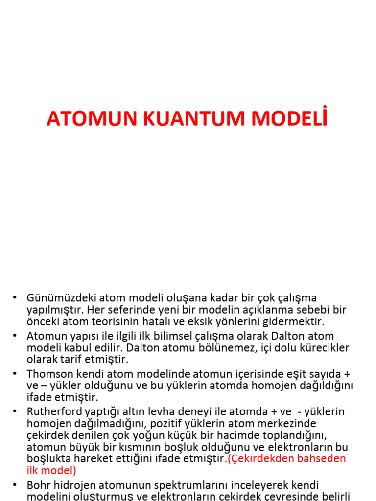 Atomun Kuantum Modeli | PDF