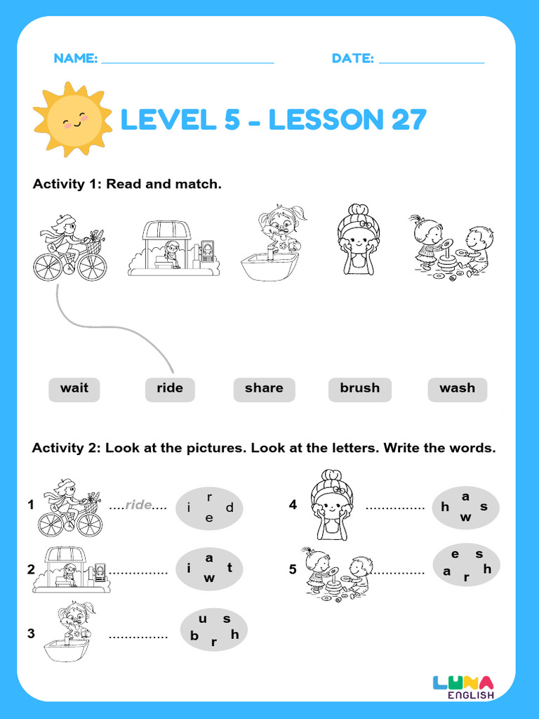 Lesson 27 - Level 5 Worksheet - Verbs | PDF