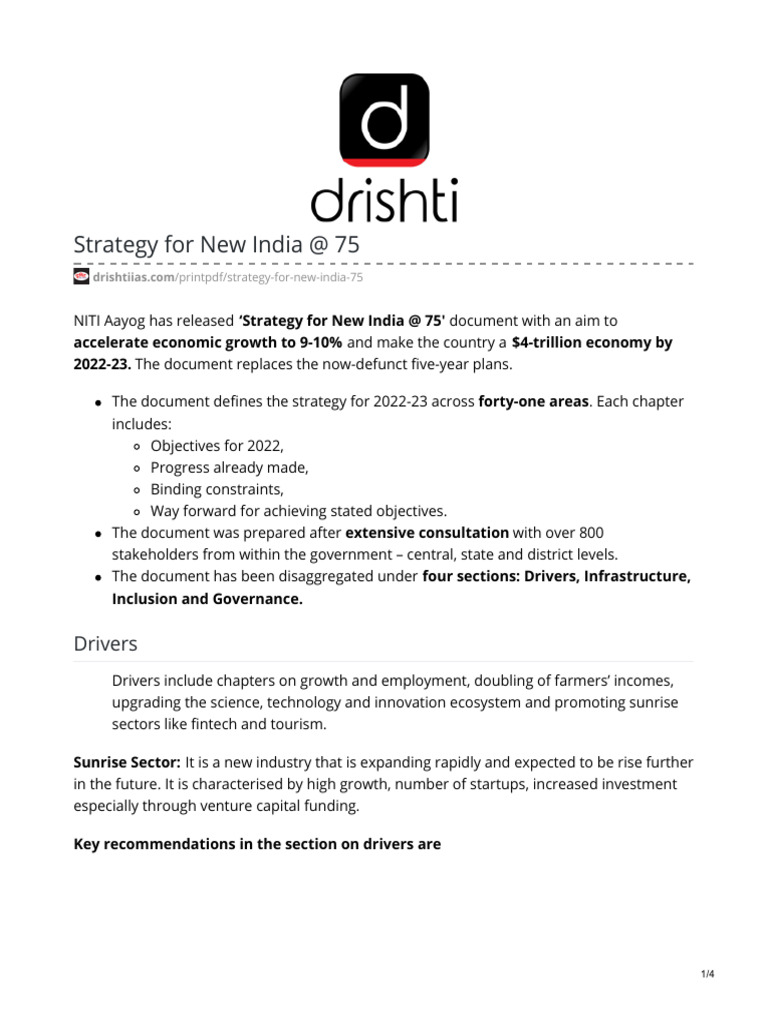NITI Aayog's Strategy for New India @ 75 | PDF | Taxes | Economic Growth