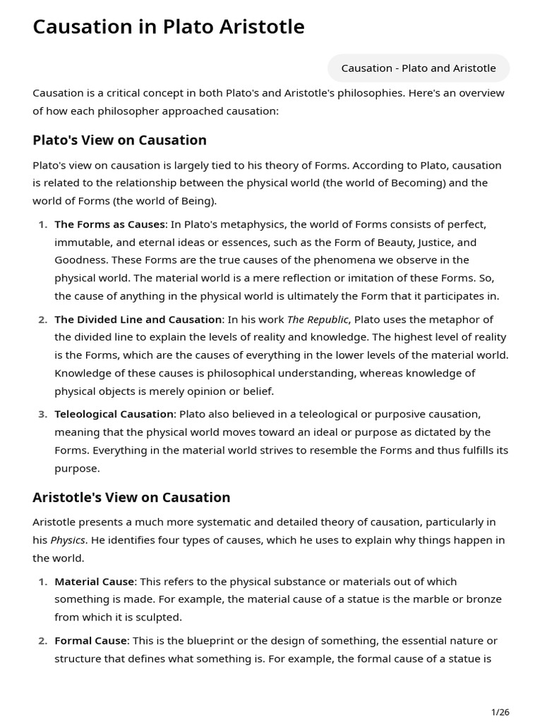 Causation in Plato Aristotle | PDF | Causality | Substance Theory