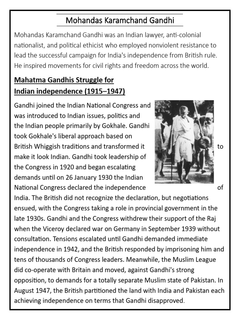 Mohandas Karamchand Gandhi | PDF | Mahatma Gandhi | British Raj