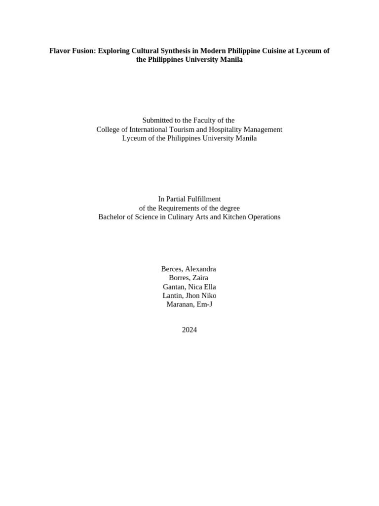 IMRAD Flavor Fusion | PDF | Cuisine | Philippines